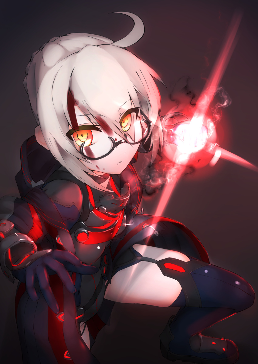Safebooru - 1girl absurdres ahoge artoria pendragon (all) black-framed eyewear black background ...