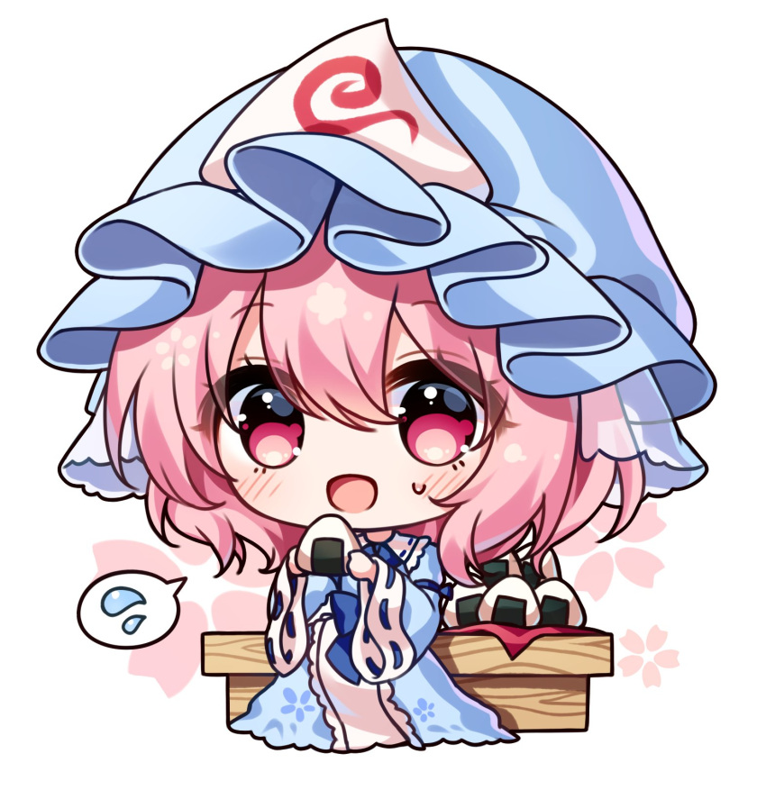 Safebooru - 1girl blue headwear chibi flying sweatdrops food full body ...
