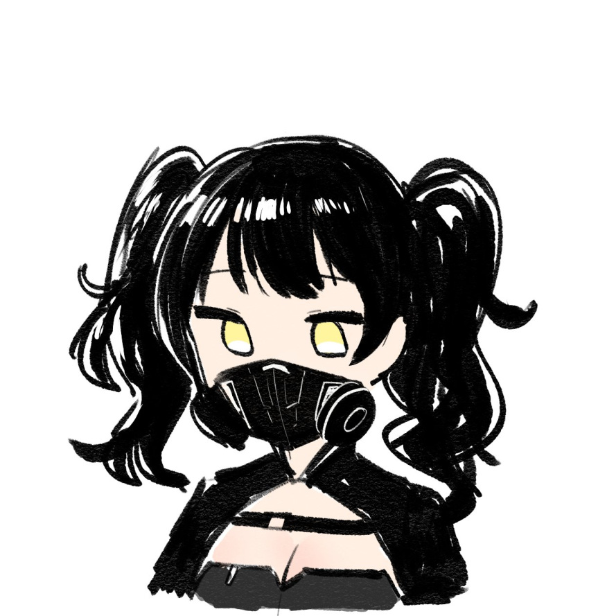 Safebooru - 1girl black hair breasts cleavage gas mask girls frontline ...