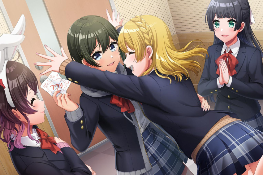 Safebooru - aimoto rinku akashi maho black hair blue eyes d4dj dress short hair smile | 4250228