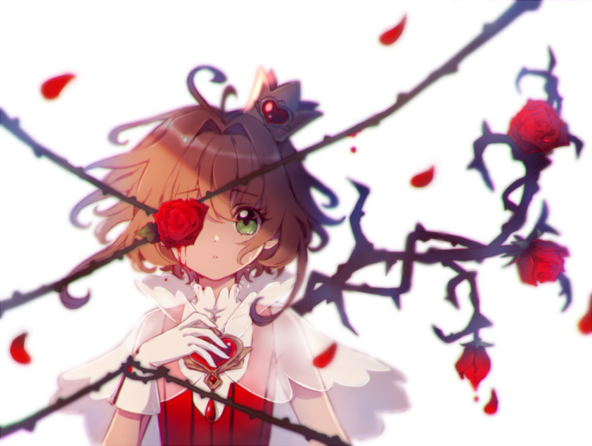 Safebooru - 1girl blood blood on face briar brooch brown hair card ...