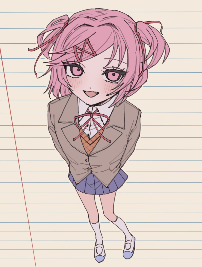 Safebooru - 1girl arms behind back blazer blush doki doki literature ...