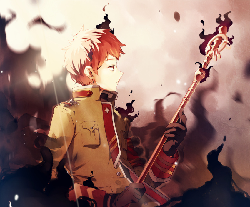 Safebooru - 1boy ao no exorcist black fire black gloves breast pocket ...