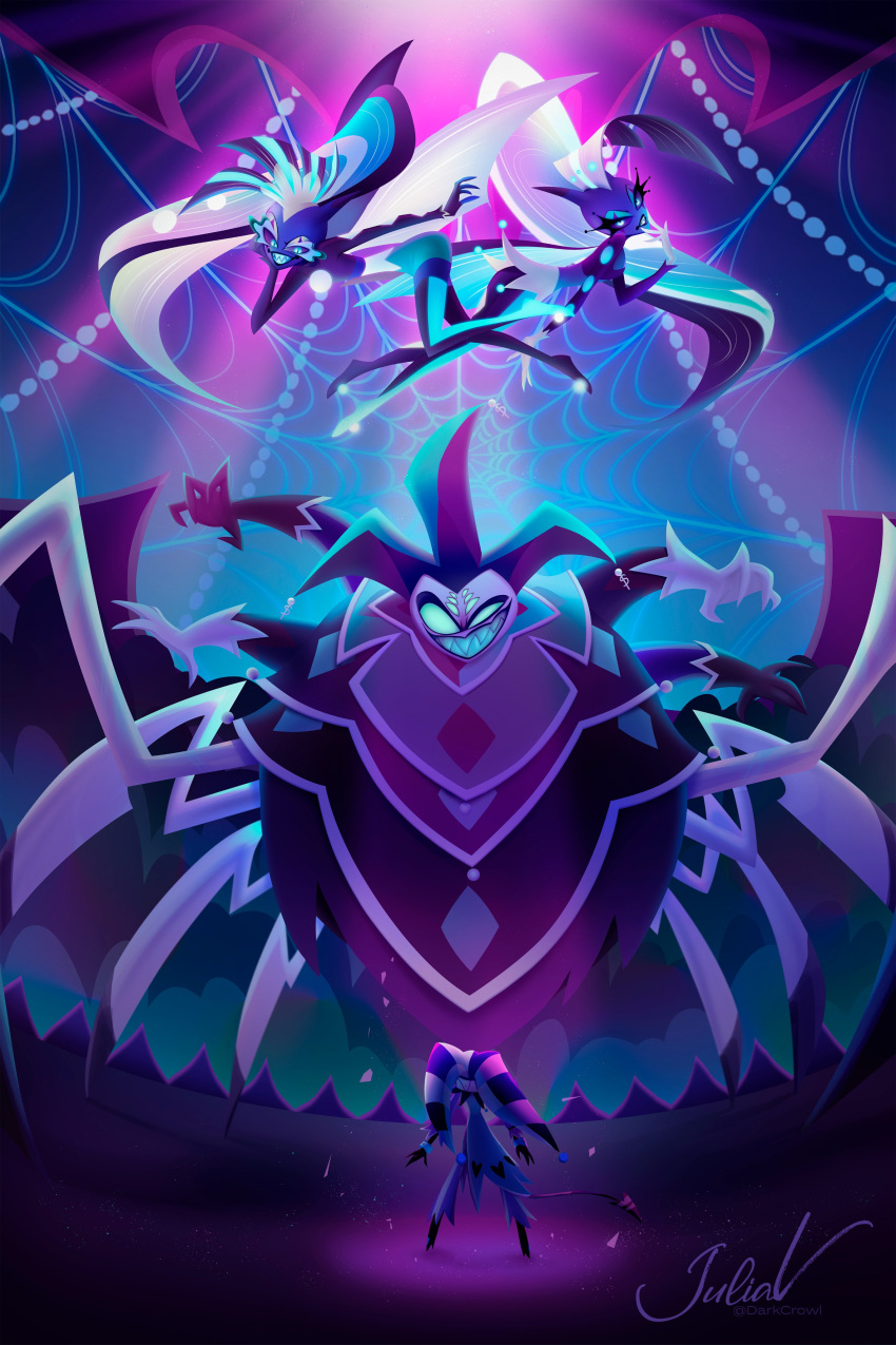 Safebooru - 2boys 2girls absurdres clown colored skin dark crowl demon ...