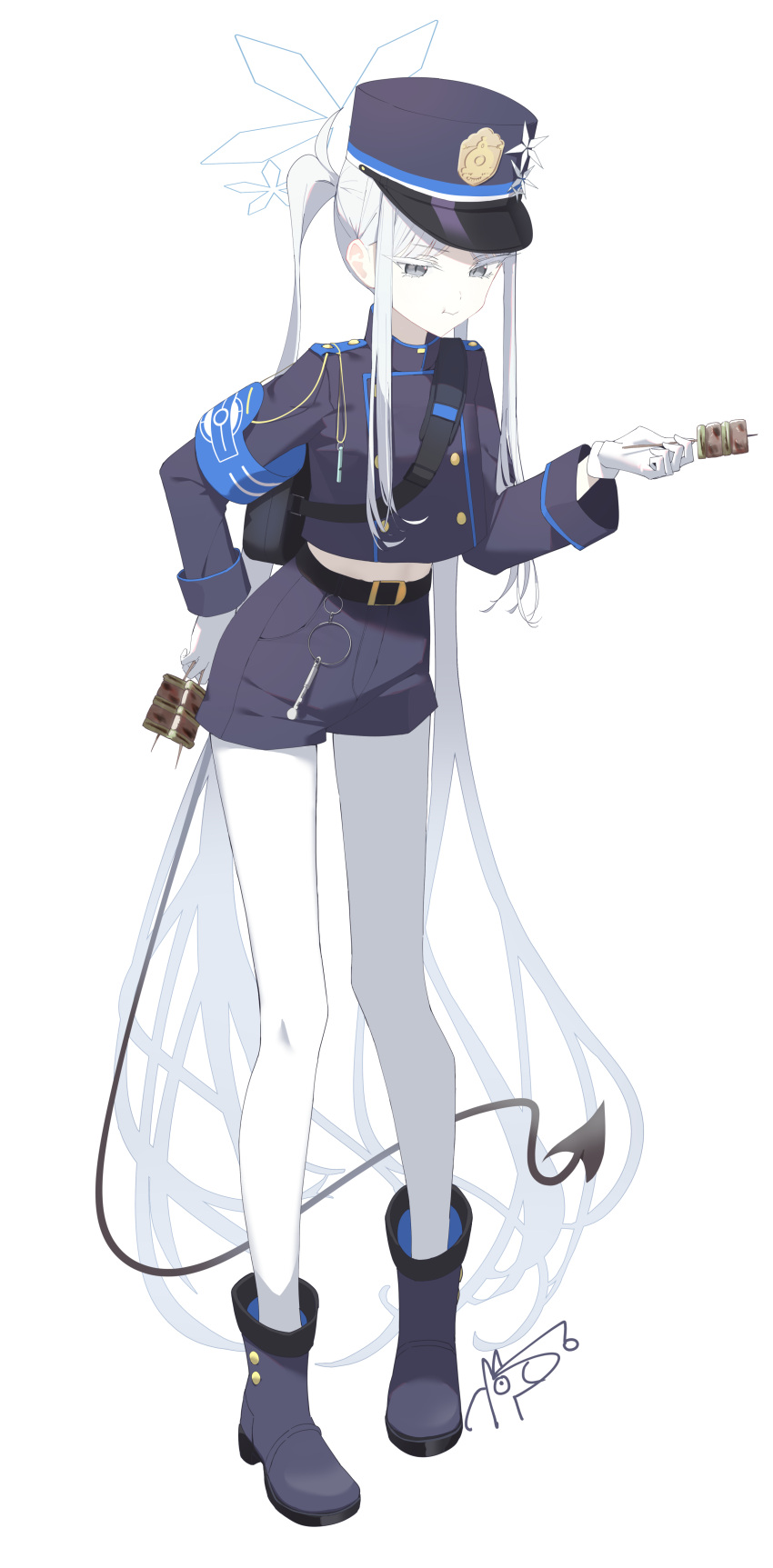 Safebooru - 1girl absurdres ankle boots black eyes black footwear black shirt black shorts blue ...