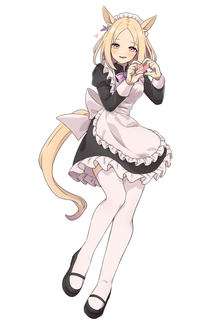 Safebooru - 1girl alternate costume amano (amano miko) animal ears apron black footwear blonde ...