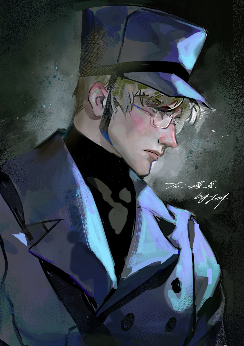 Safebooru - 1boy absurdres axis powers hetalia blonde hair blue coat blue eyes chin strap coat ...