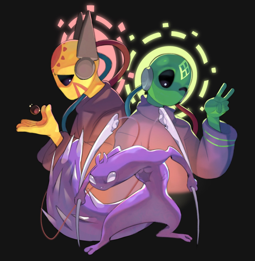 Safebooru - 1boy 1other black background black eyes cable circle facial ...