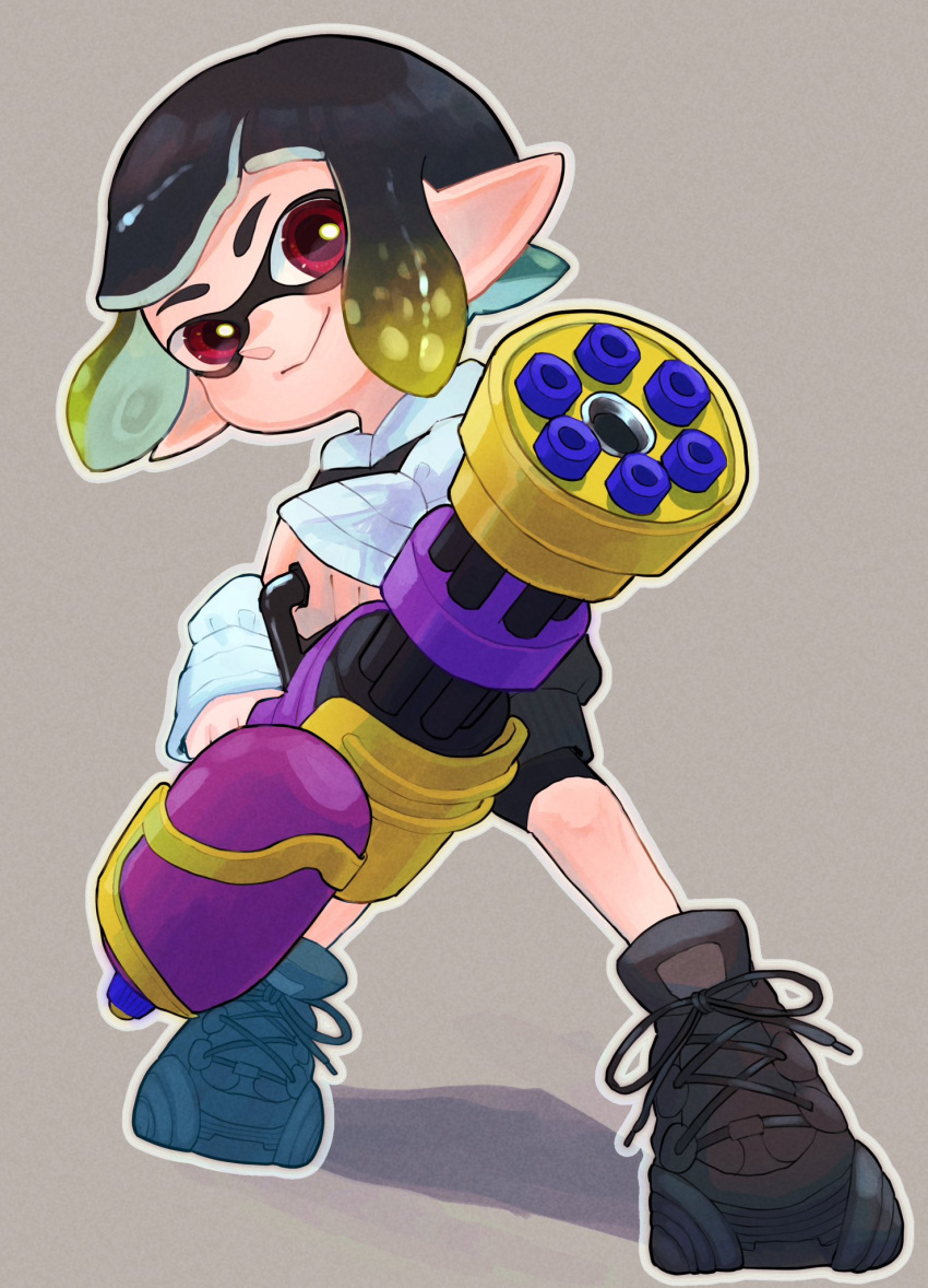 Safebooru - 1boy black footwear black hair blonde hair closed mouth ...