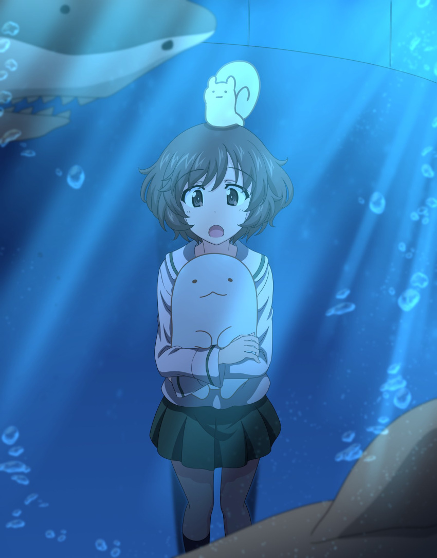Safebooru - 1girl akiyama yukari aquarium black socks brown eyes brown hair girls und panzer ...