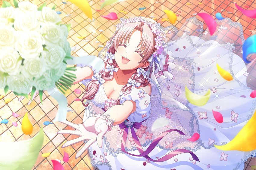 Safebooru - d4dj dress long hair pink eyes pink hair smile yano hiiro | 5168058