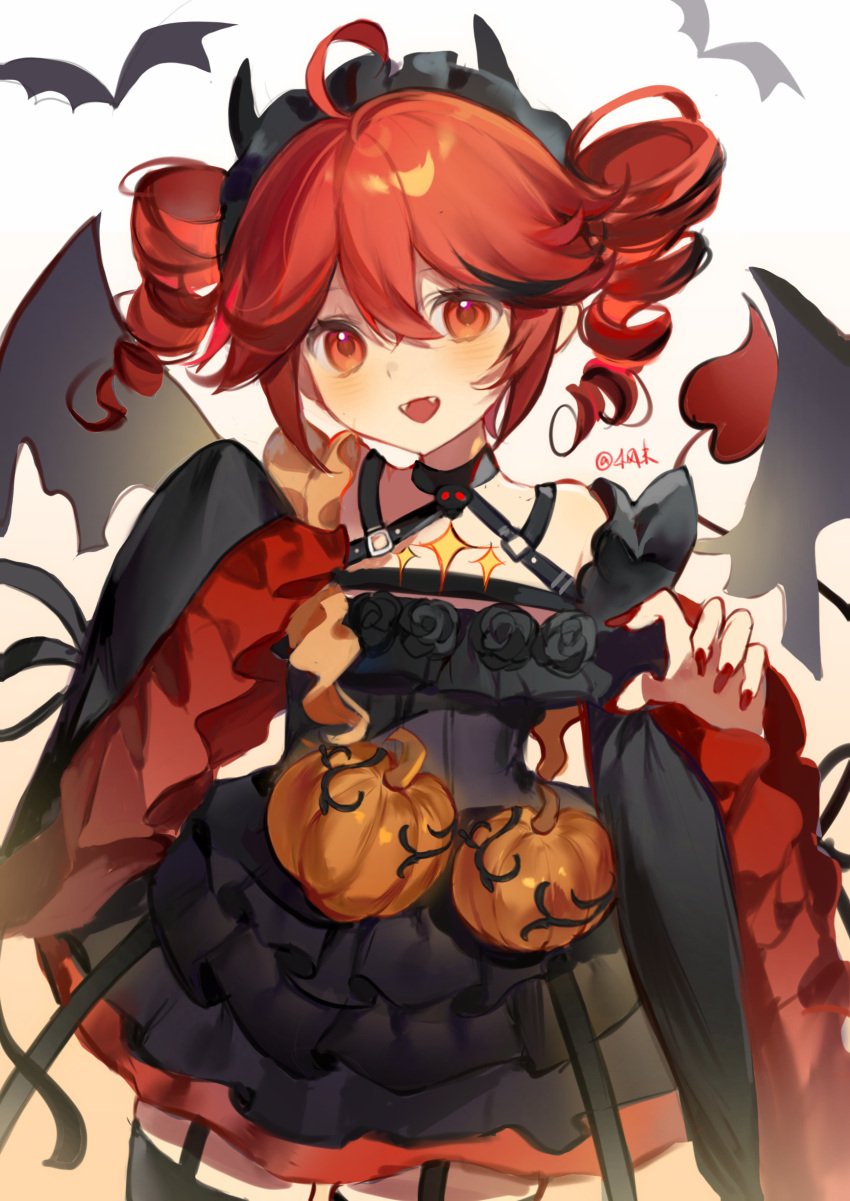 Safebooru - 1girl absurdres ahoge alternate costume bat wings black ...