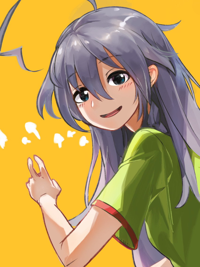 Safebooru - 1girl absurdres ahoge blue eyes commentary request grey ...