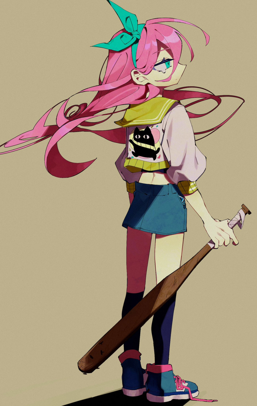 Safebooru - 1girl aubrey (faraway) (omori) aubrey (omori) baseball bat ...