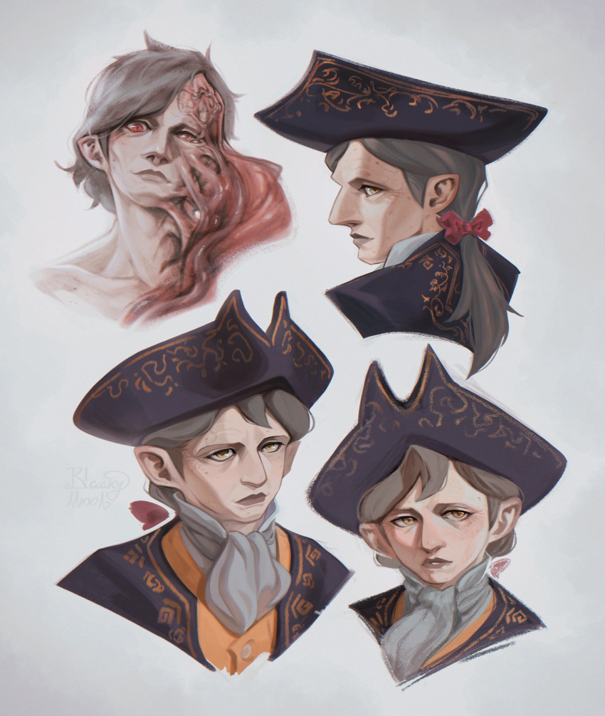 Safebooru - 1boy absurdres closed mouth grey hair hat highres long hair ...