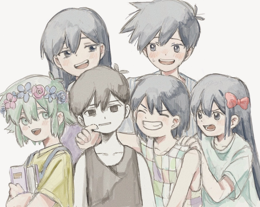 Safebooru - 2girls 4boys aubrey (headspace) (omori) aubrey (omori) basil (headspace) (omori ...