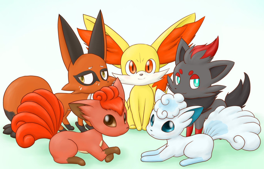 Safebooru - alolan vulpix animal ears animal hands blue eyes brown eyes ...