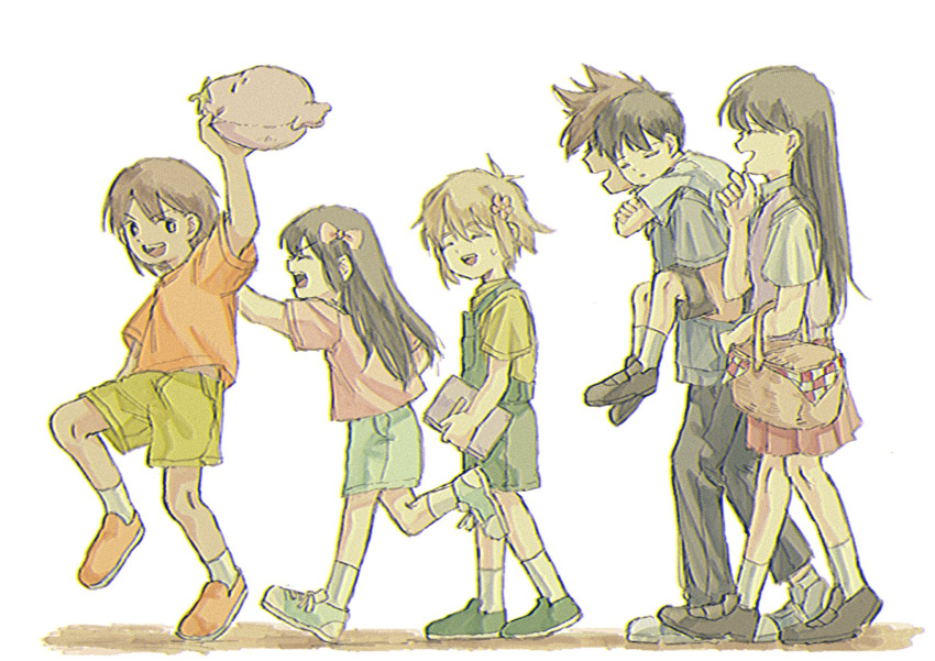 Safebooru - 2girls 4boys arm up aubrey (faraway) (omori) aubrey (omori ...