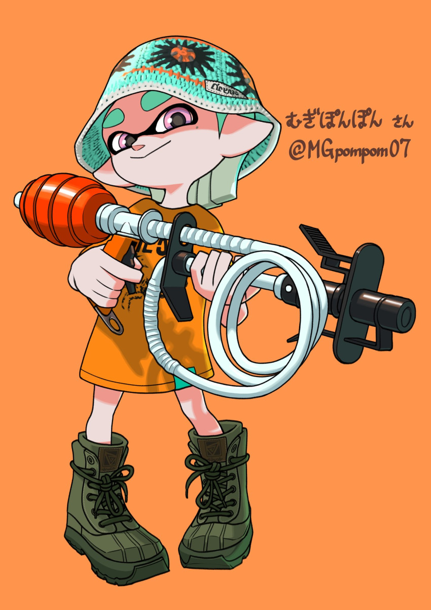 Safebooru - 1boy aqua hair aqua hat boots bucket hat closed mouth ...