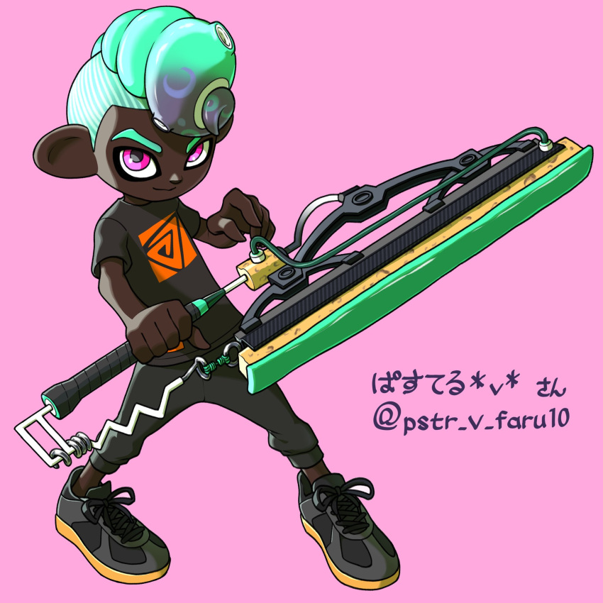 Safebooru - 1boy aqua hair black footwear black pants black shirt closed mouth commentary ...