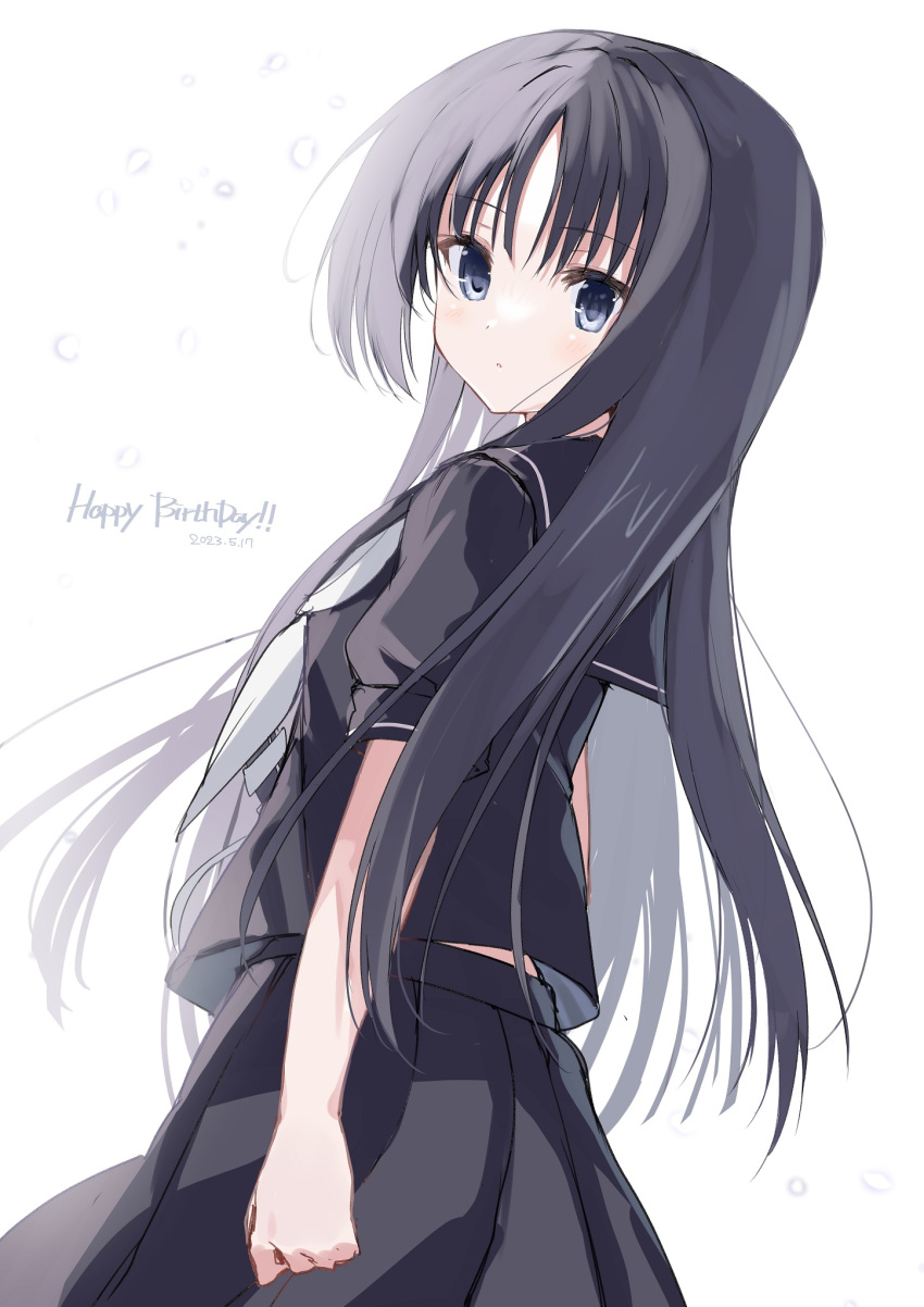 Safebooru - 1girl 2023 arm at side black hair black sailor collar black ...