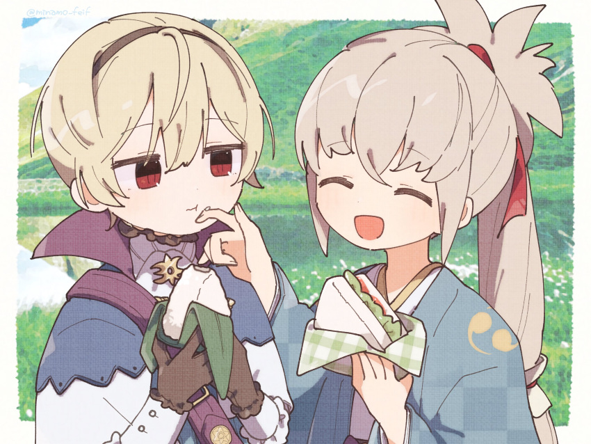 Safebooru - 2boys alternate costume black hairband blonde hair closed ...