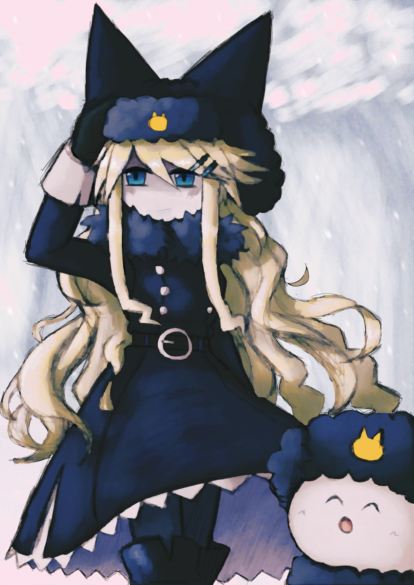 Safebooru - 1girl absurdres animal ear headwear belt black belt black coat black footwear black ...