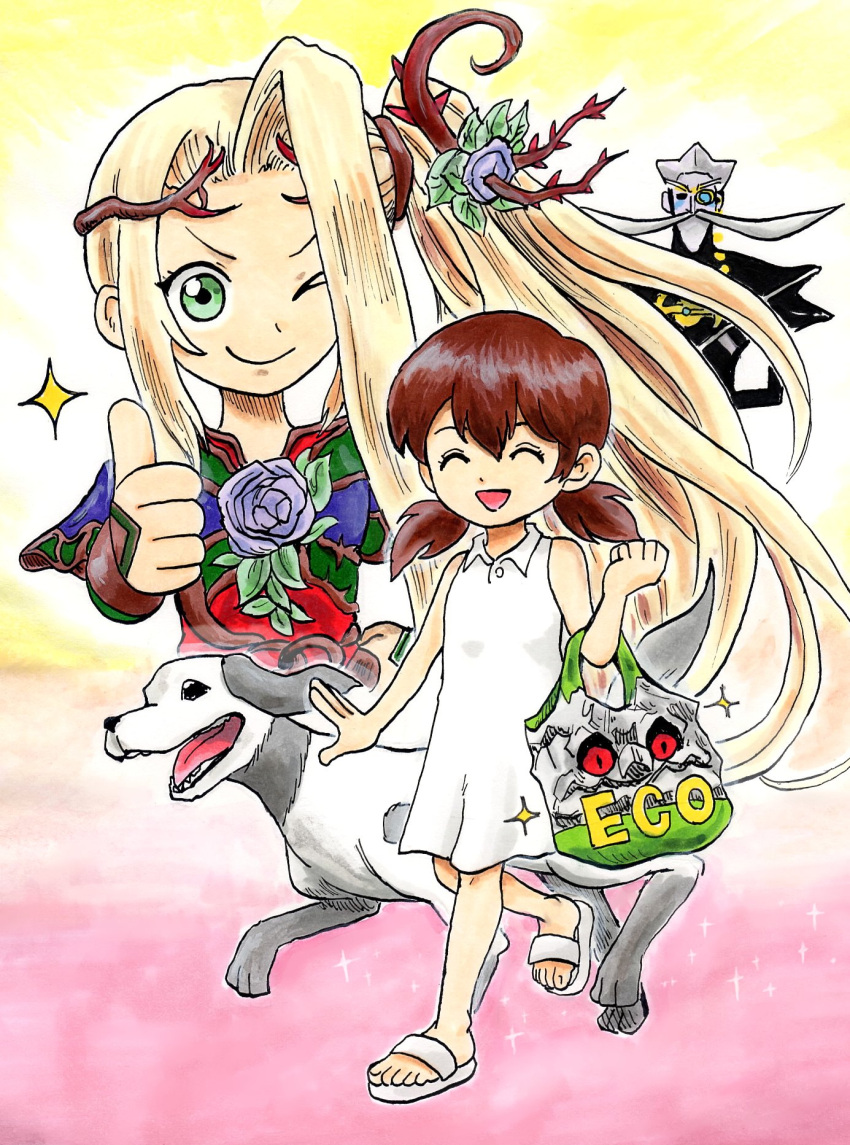 Safebooru - 1boy 2girls animal ears aron (kid icarus) bag blonde hair ...
