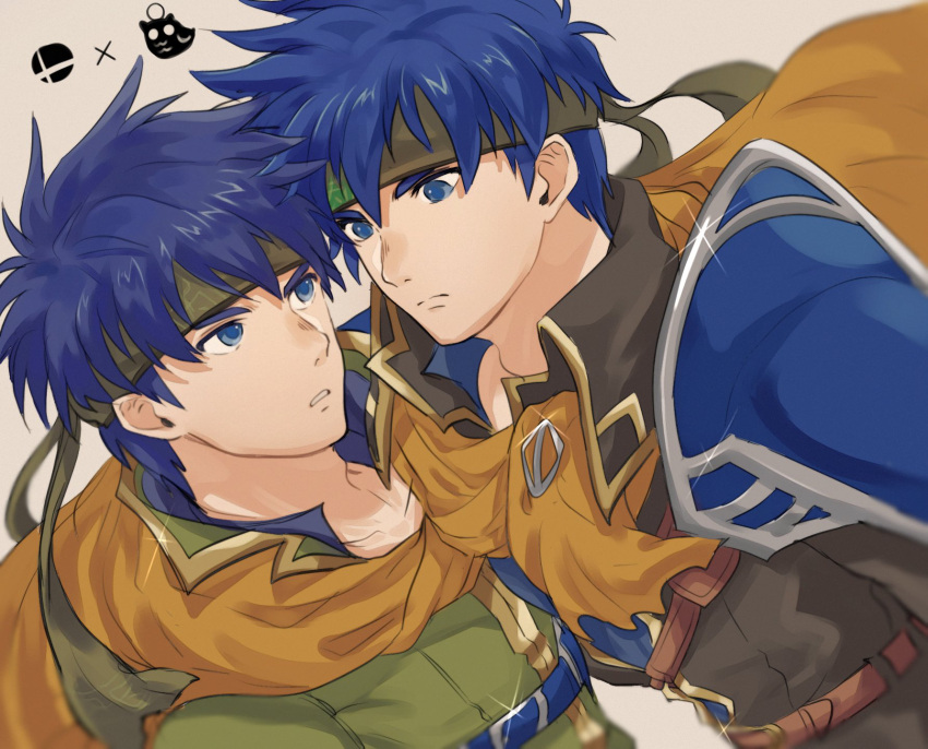 Safebooru - 2boys armor blue eyes blue hair cape dual persona fire ...