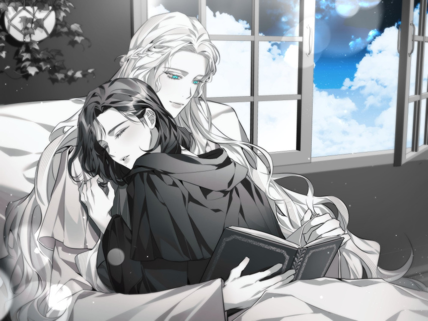 Safebooru - 2girls artist request azem (ff14) blue eyes blue sky book ...