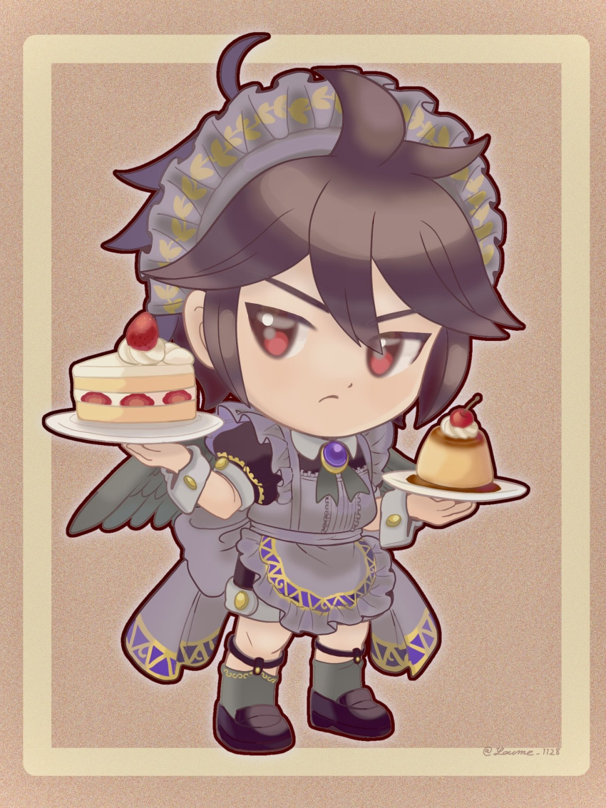 Safebooru - angel angel wings black hair cake cherry chibi chibi only ...