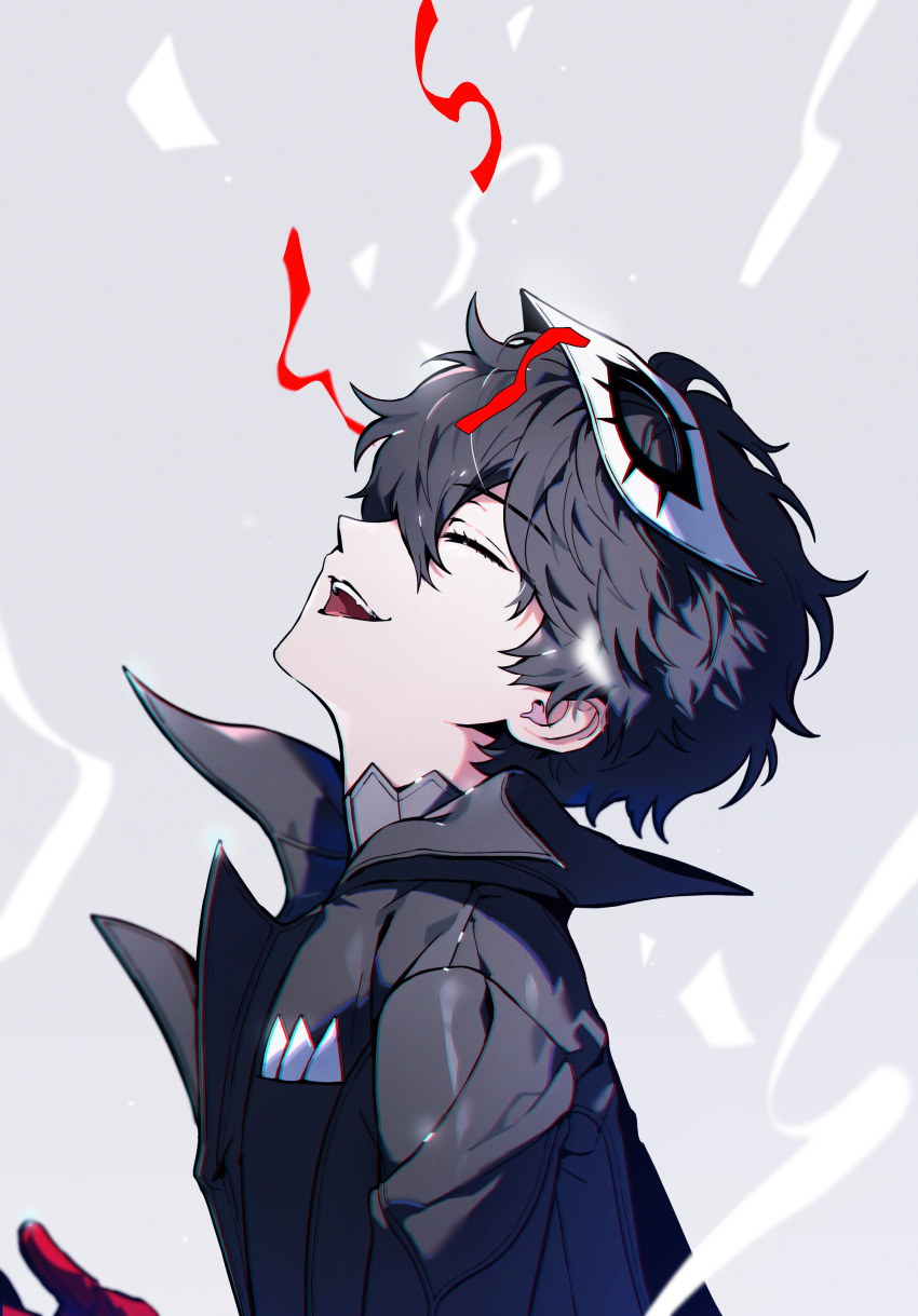 Safebooru - 1boy absurdres amamiya ren black coat black hair closed eyes coat collared coat from ...