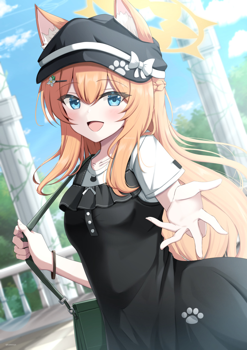 Safebooru - 1girl absurdres alternate costume animal ear headwear bag blue archive blue eyes ...