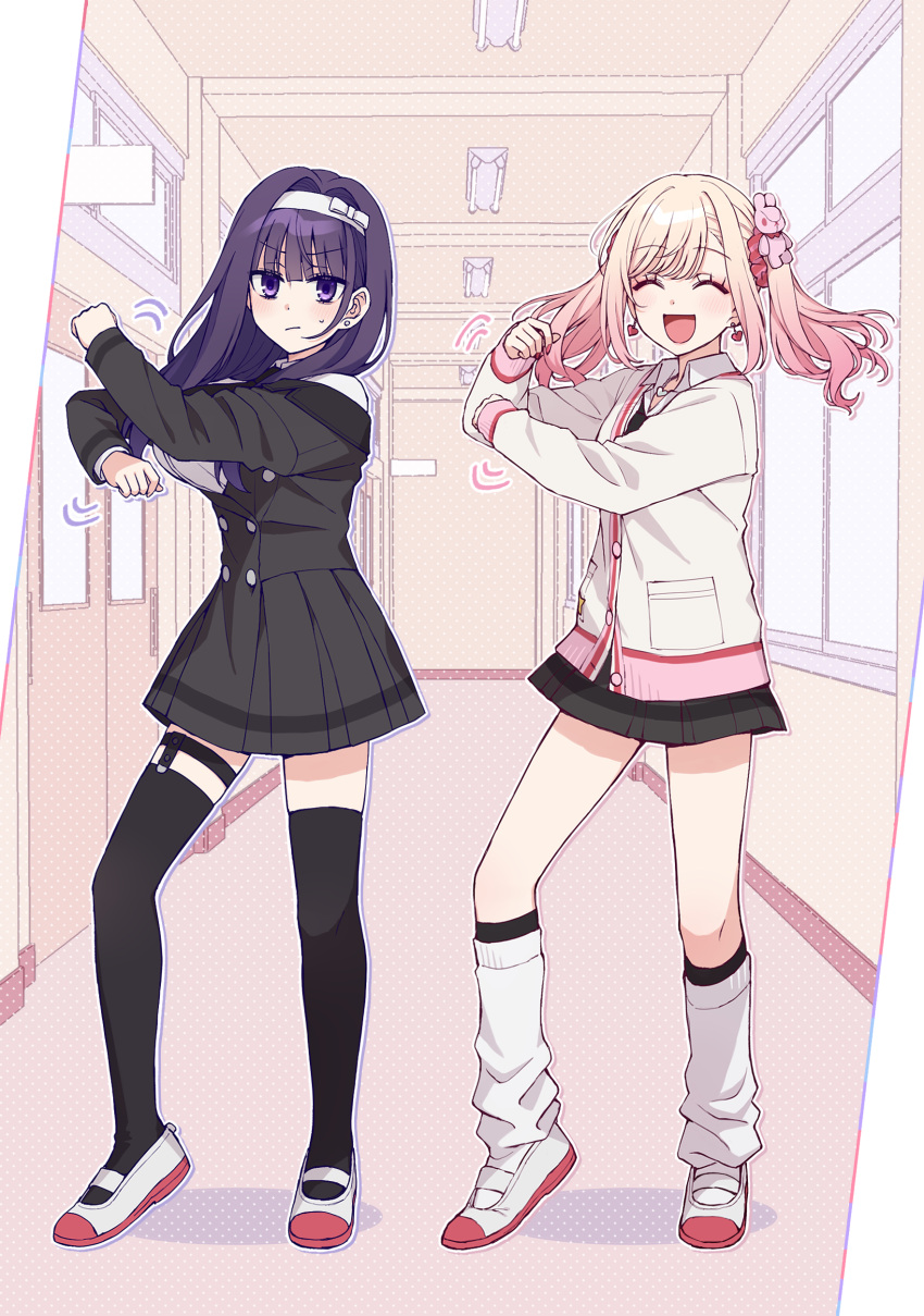 Safebooru - 2girls :d ^ ^ absurdres black jacket black skirt black ...