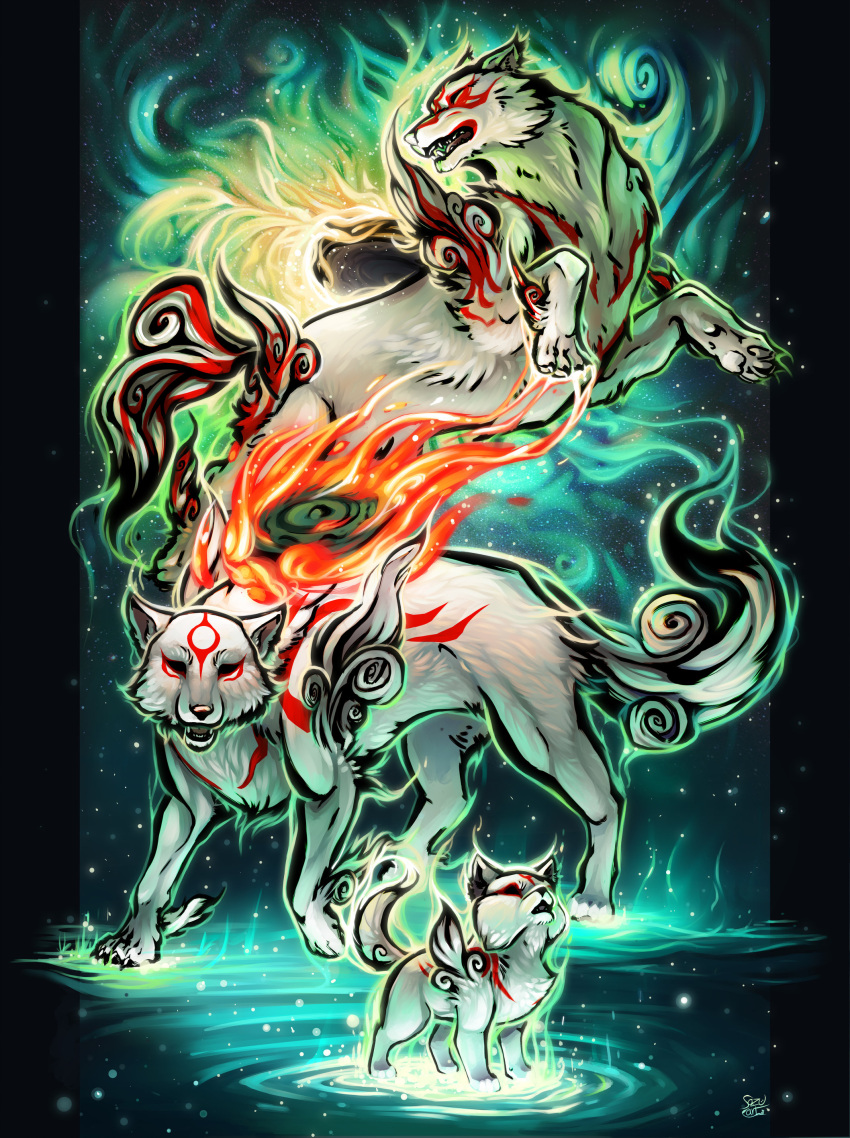 Safebooru - absurdres amaterasu (ookami) animal focus artist name black ...