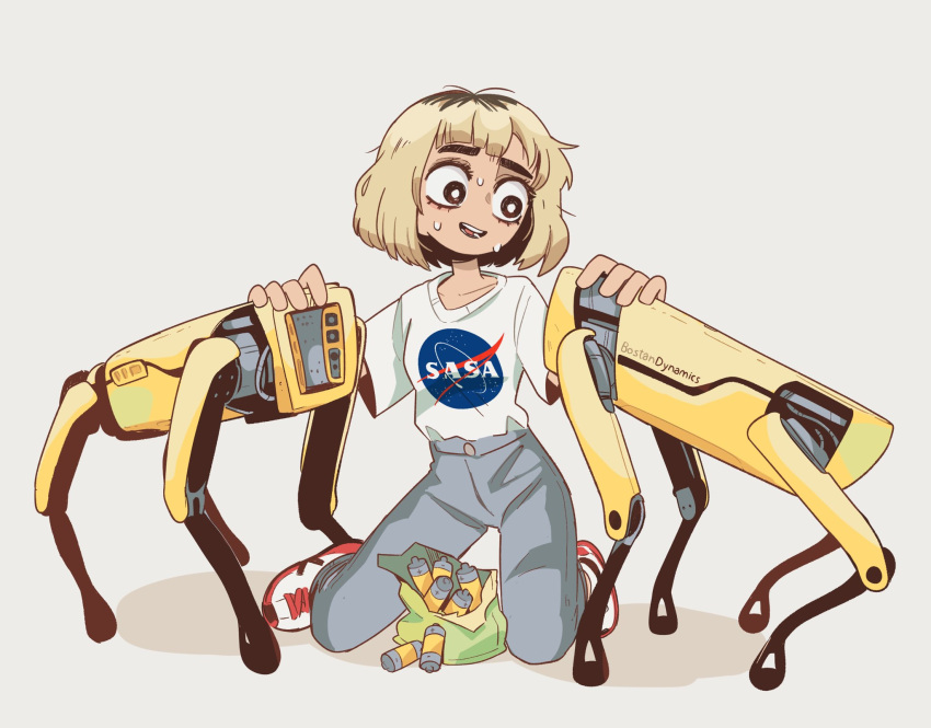 Safebooru - 1girl :d bag battery bigdog black hair bob cut boston ...