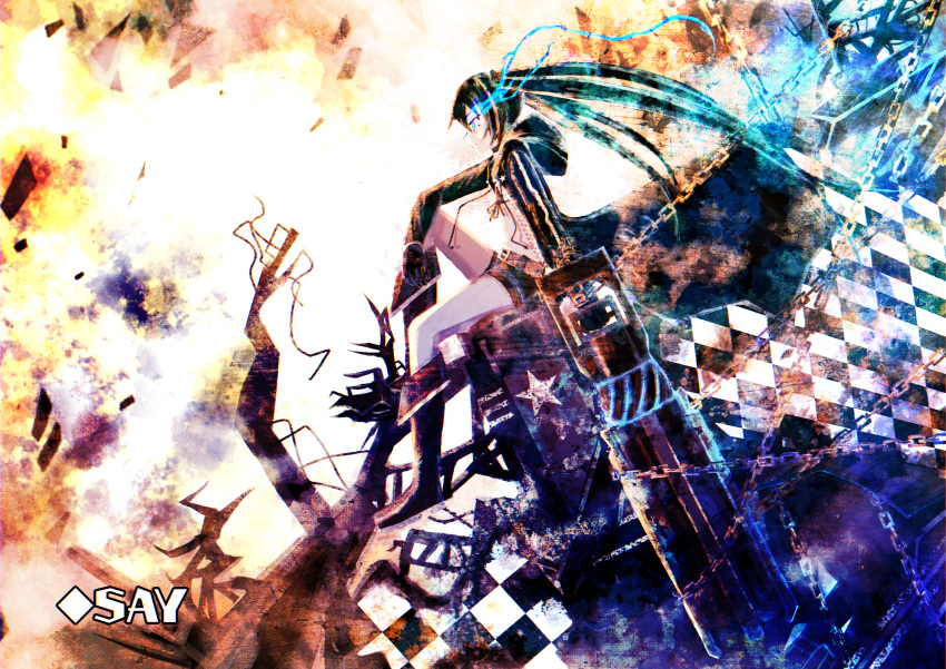 Safebooru - 1girl belt bikini black footwear black hair black rock shooter black rock shooter ...