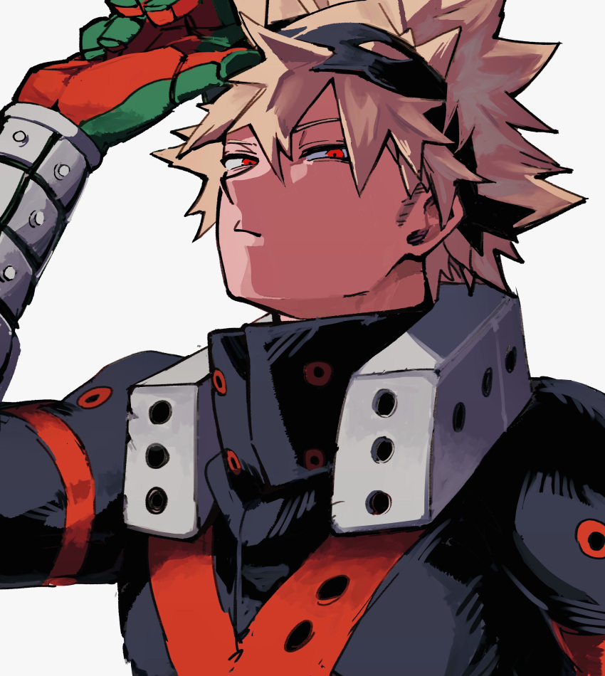 Safebooru - 1boy :/ absurdres arm up bakugou katsuki black mask blonde ...