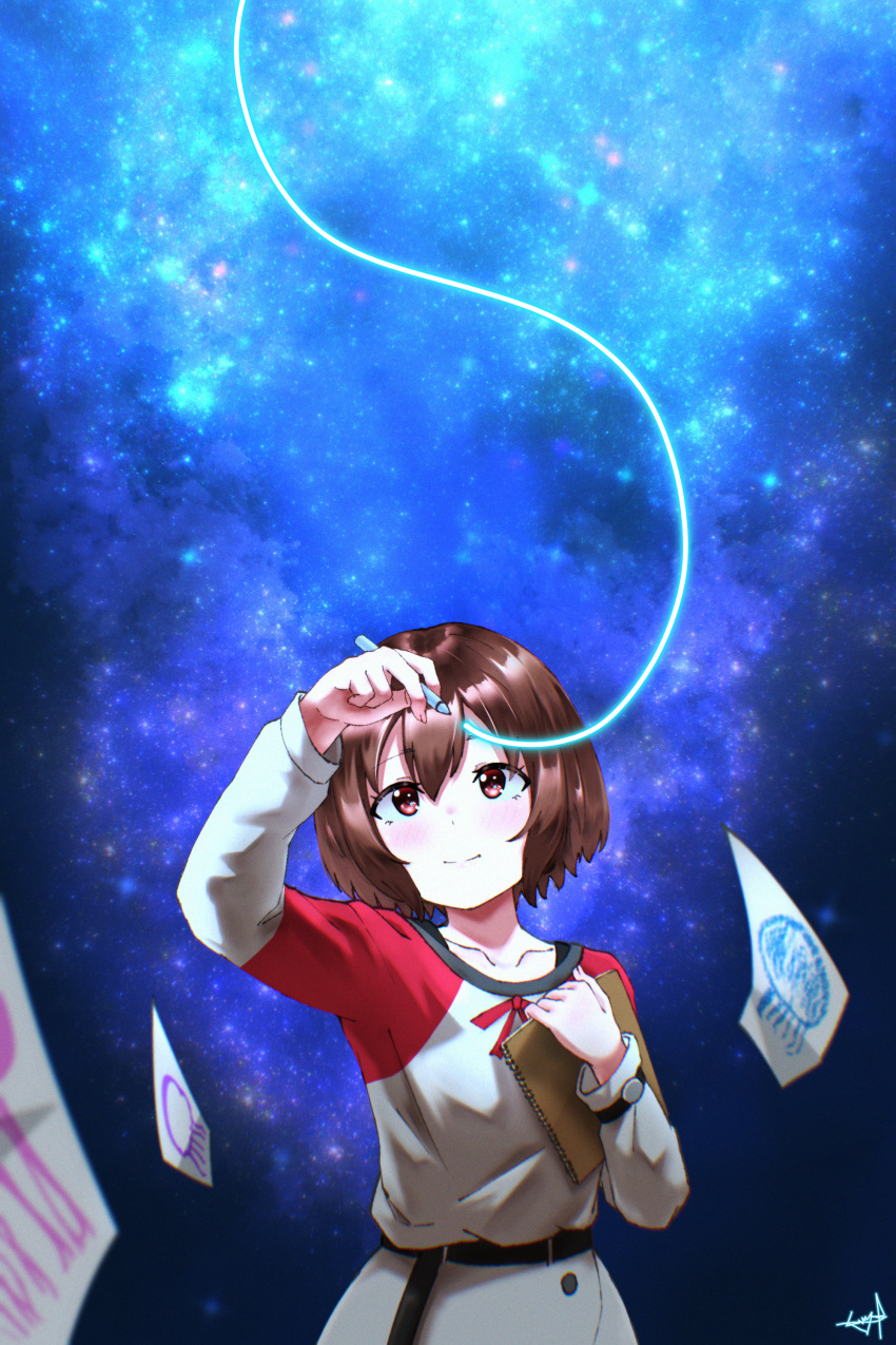 Safebooru - 1girl absurdres belt black belt blush brown hair closed mouth collarbone commentary ...