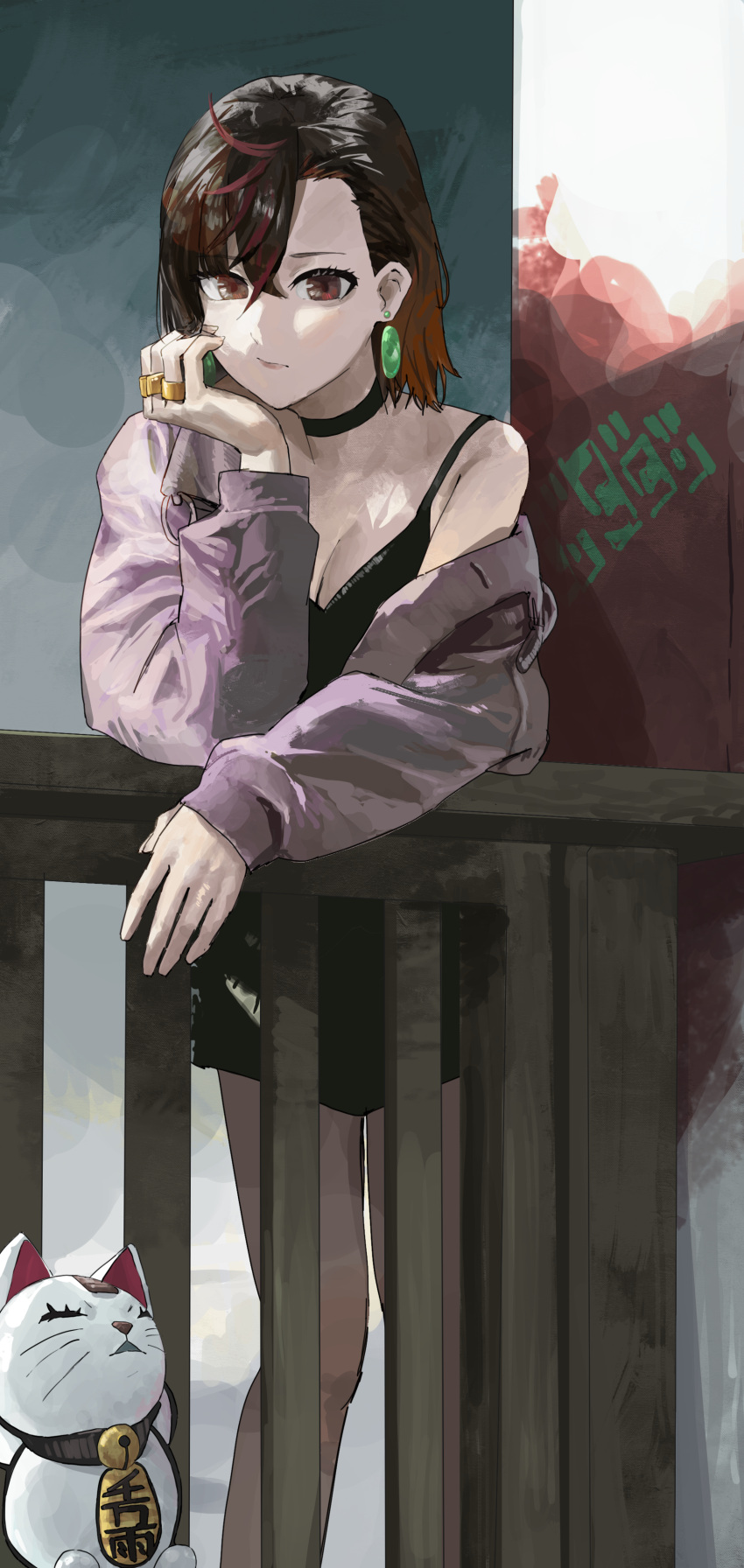 Safebooru - 1girl absurdres ayase momo black choker black dress brown eyes brown hair choker ...