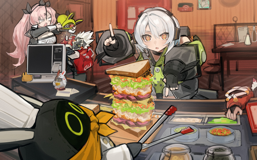 Safebooru - 1boy 3girls absurdres anby demara bangboo (zenless zone zero) billy kid black gloves ...