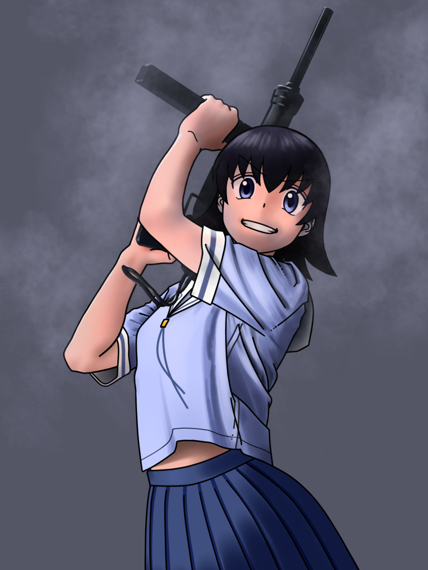 Safebooru - 1girl aiming up azumanga daioh azumanga daioh's school uniform black hair blue eyes ...