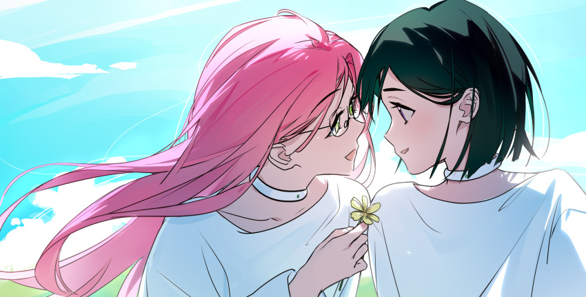 Safebooru - 2girls absurdres aged down alien stage black hair blue sky ...