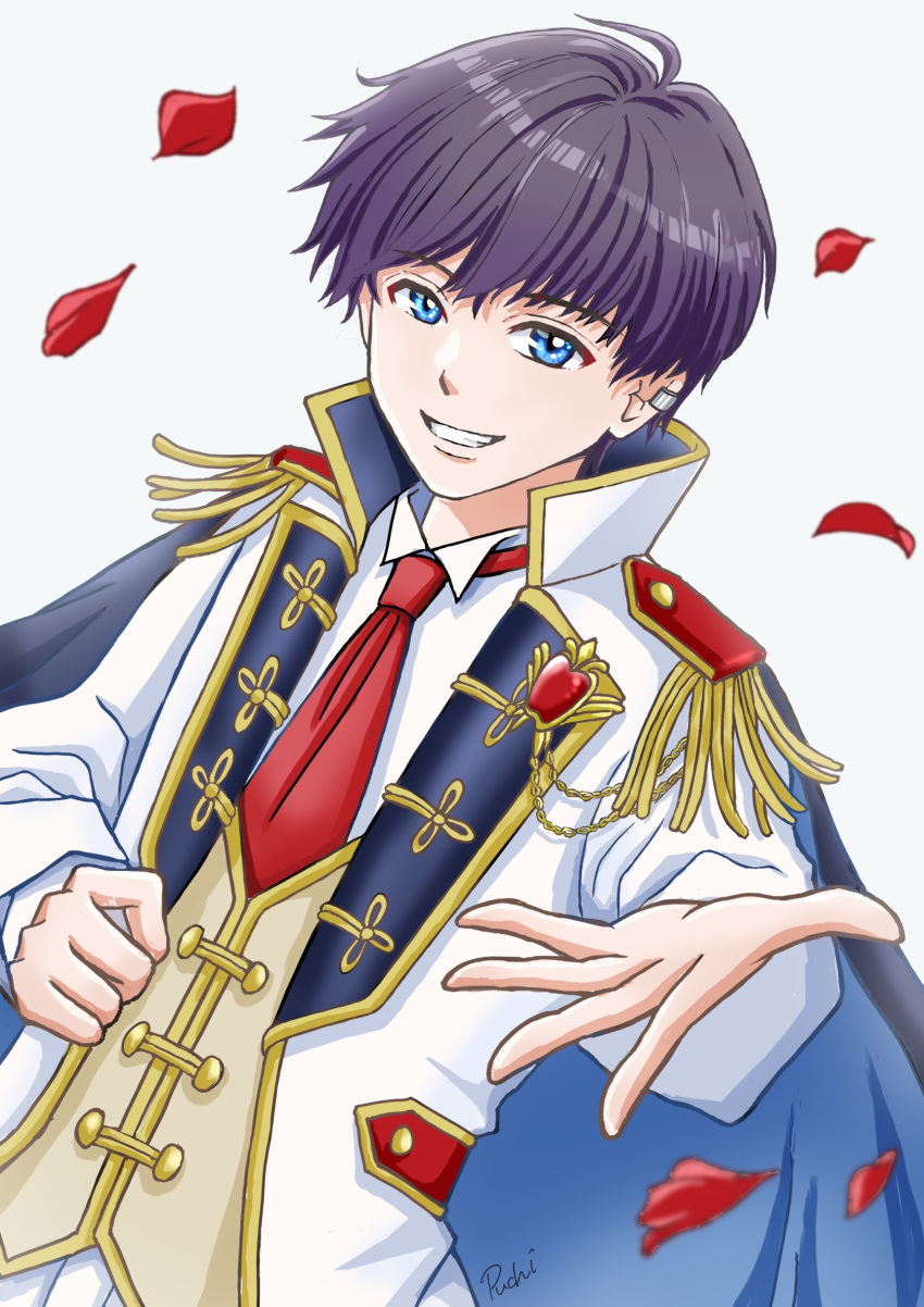 Safebooru - 1boy absurdres artist name black hair blue eyes cape ...