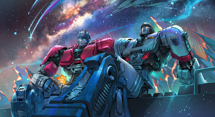 Safebooru 2boys Blue Eyes D 16 Transformers One Decepticon Flower 3438