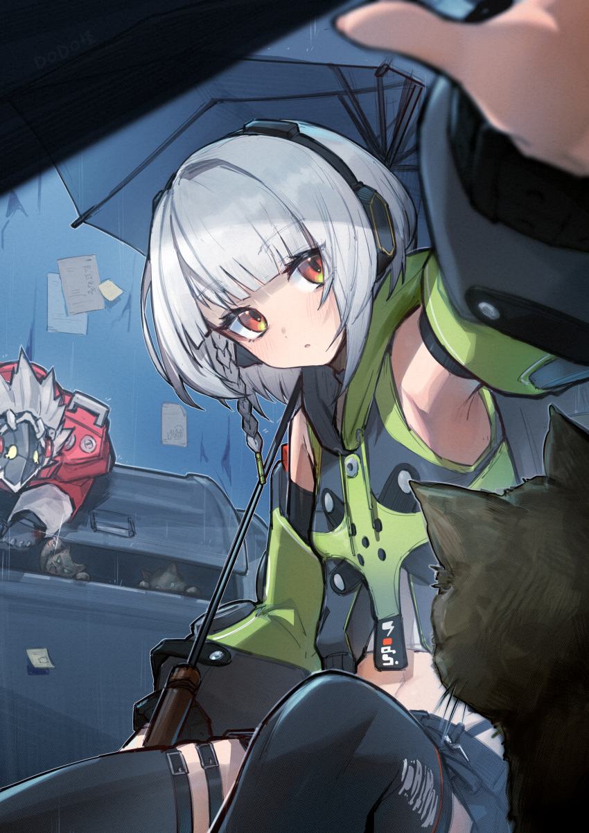 Safebooru - 1boy 1girl absurdres anby demara billy kid black cat black skirt black thighhighs ...