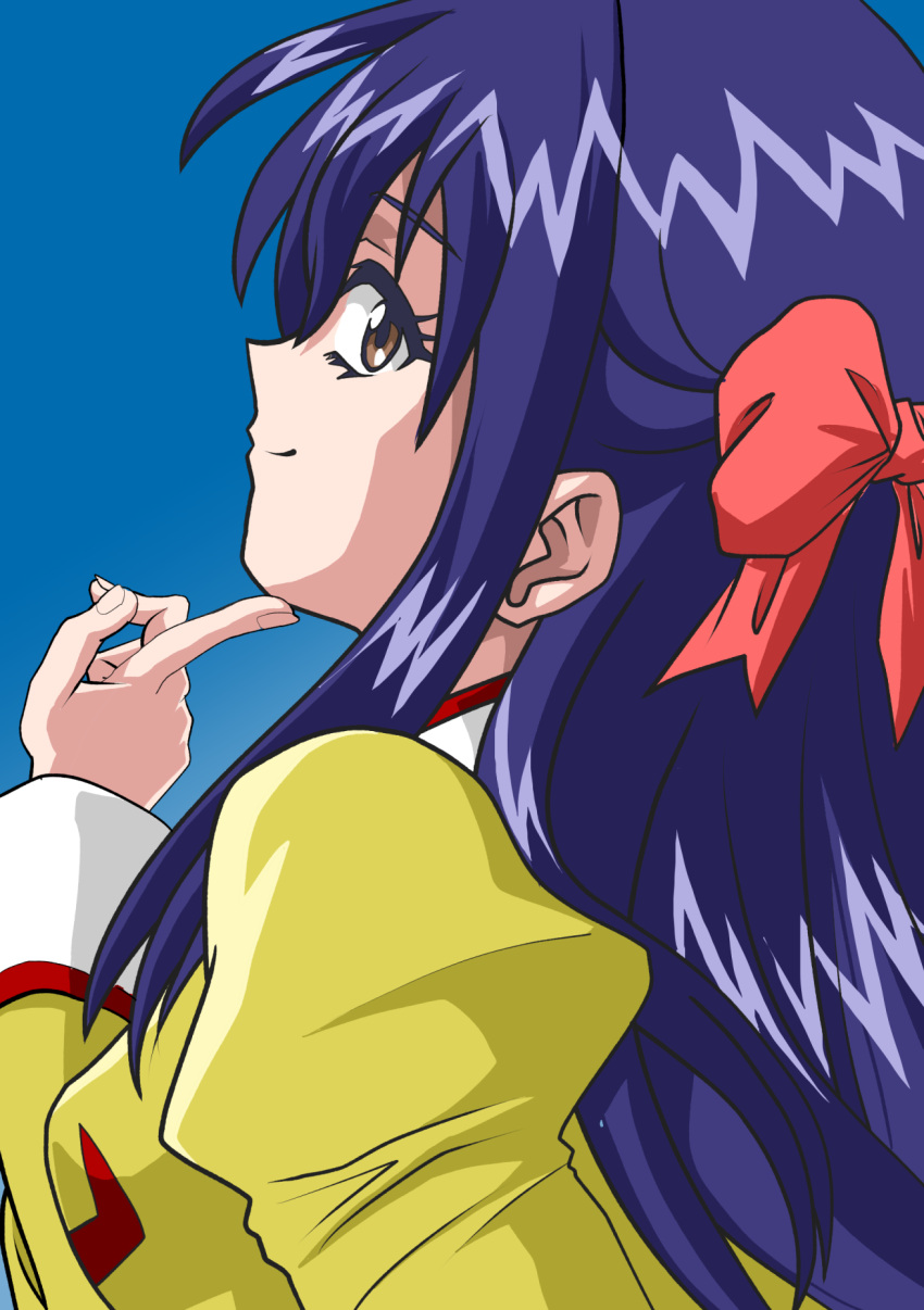 Safebooru - 1girl agent aika aika (series) blue hair brown eyes ...