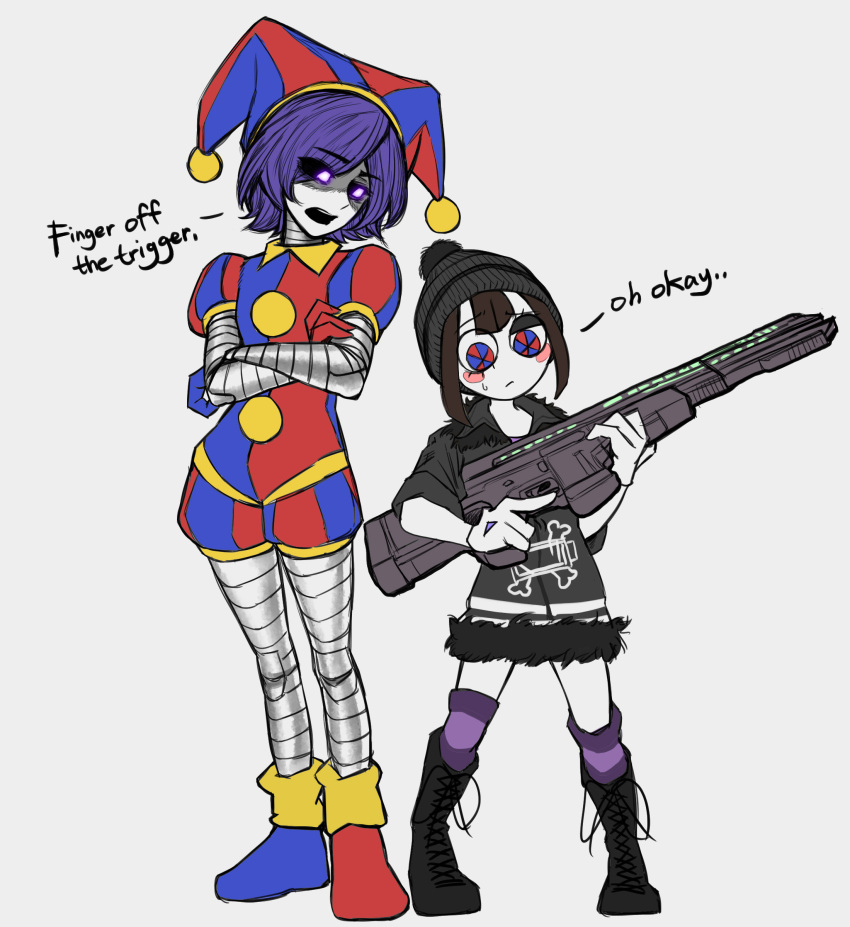 Safebooru - 2girls absurdres asymmetrical footwear asymmetrical gloves ...