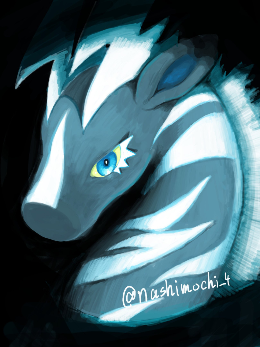 Safebooru - animal focus black background blue eyes bright pupils ...