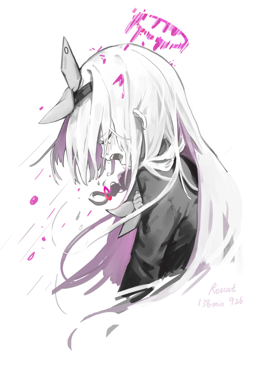 Safebooru - 1girl absurdres black dress blue archive closed eyes crying dress from side hair ...